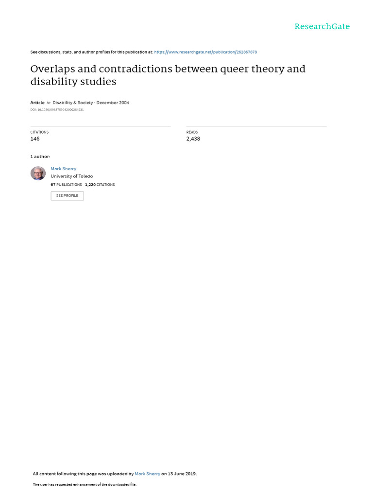 Sherry, Michael. Overlaps and Contradictions Between Queer Theory and ...