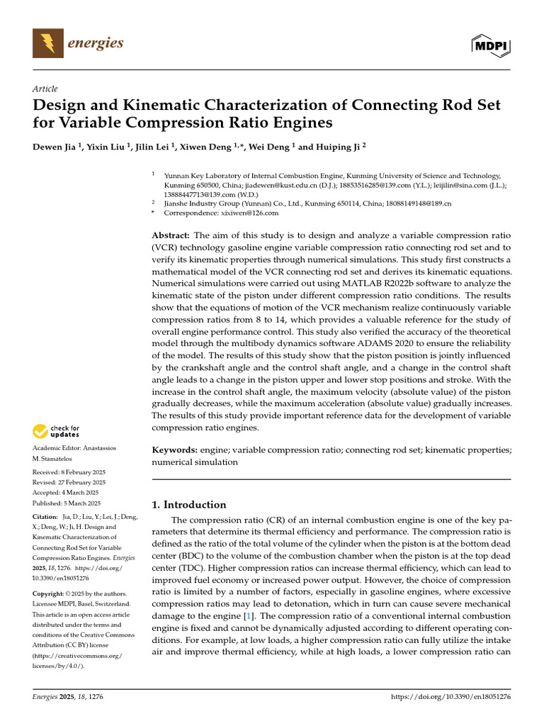 VCR Engine Connecting Rod Design Analysis | PDF | Exhaust Gas | Engines