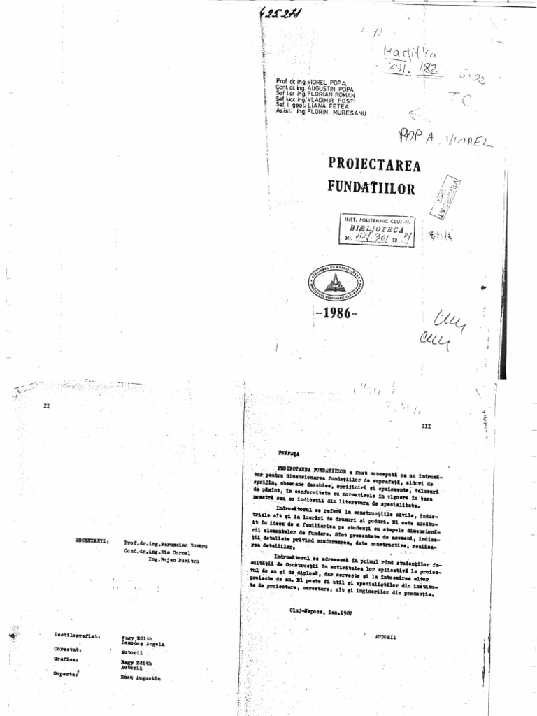 Augustin Popa - Proiectarea Fundatiilor 1986 | PDF