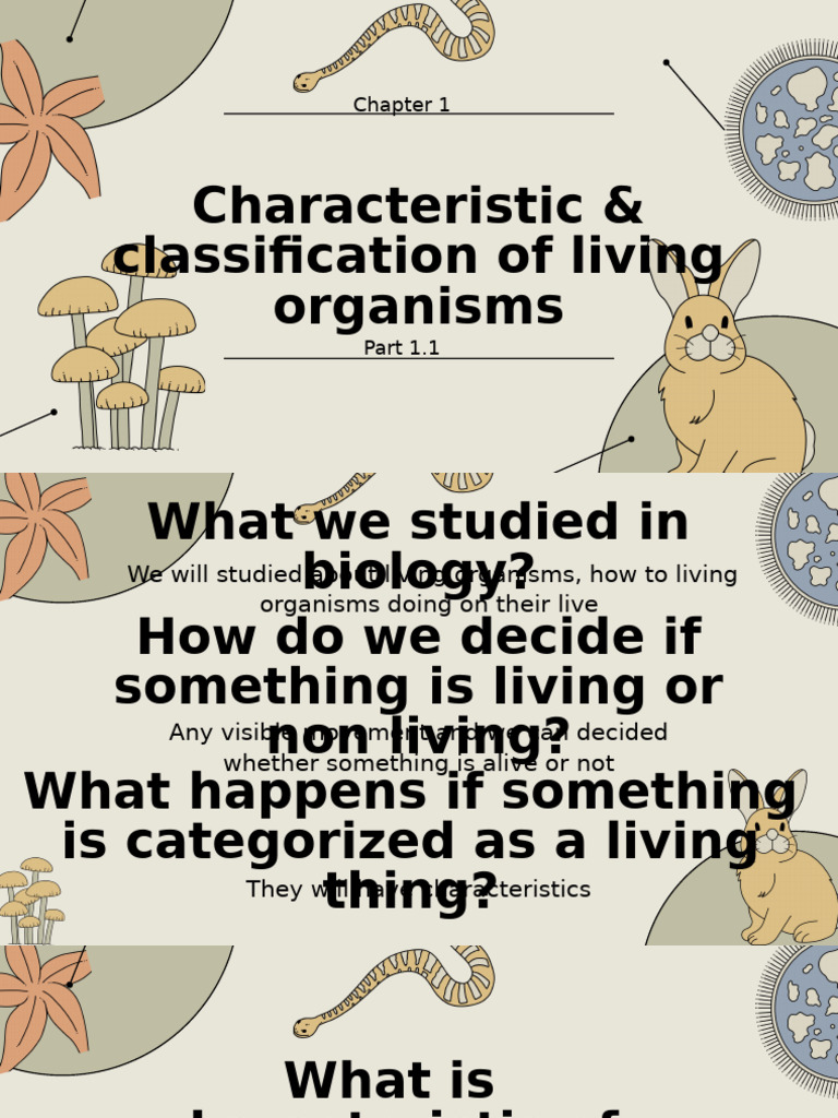 Chapter 1. Characteristic and Classification of Living Organisms | PDF ...