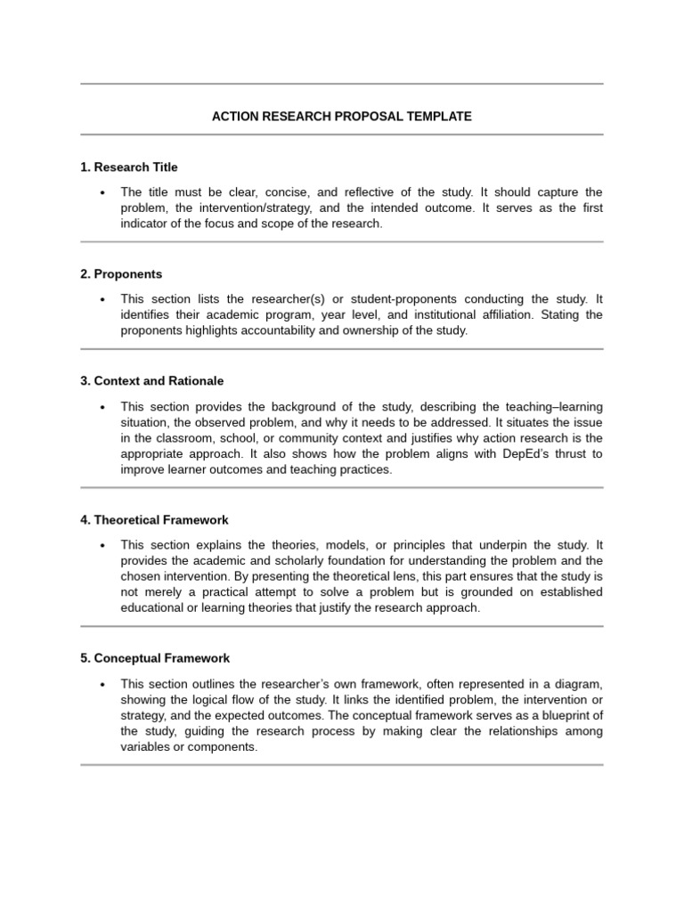 Action Research Proposal Template | PDF | Methodology | Learning
