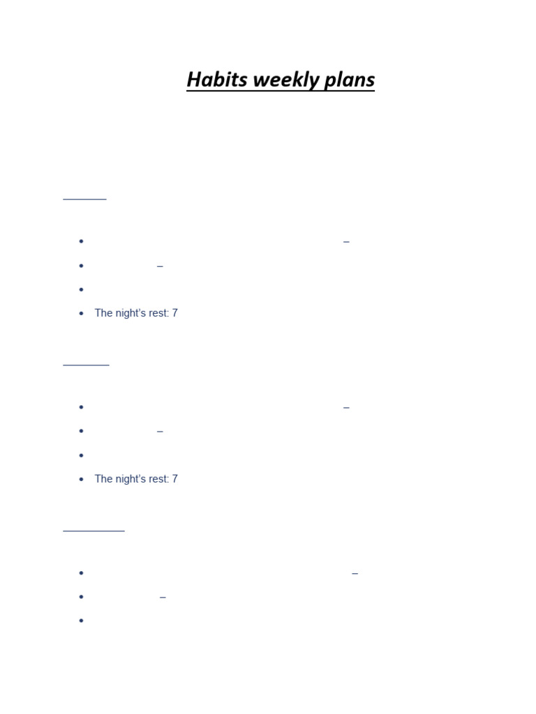 Habits Weekly Plans | PDF
