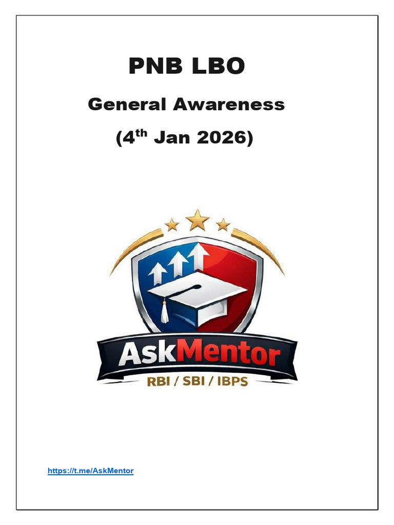PNB LBO Exam General Awareness Guide | PDF | Economy Of India | Banking