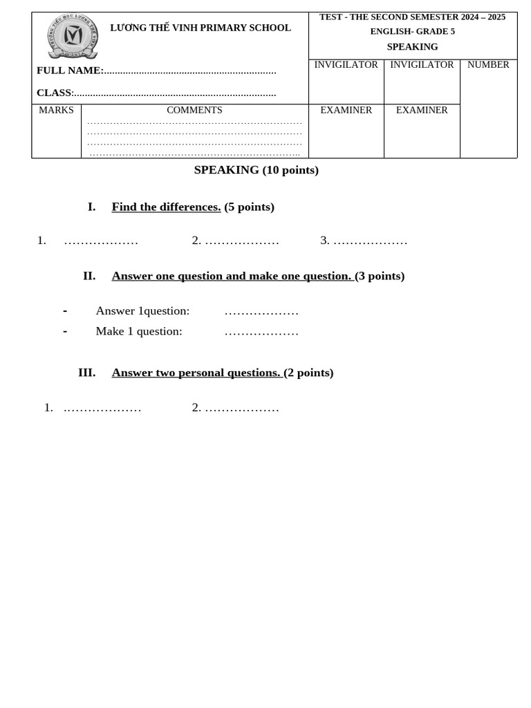 Đề Dp- k5 - De Speaking | PDF
