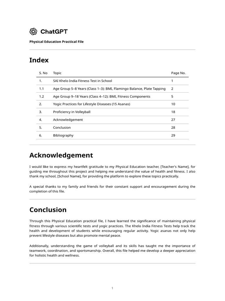 Physical Education Practical File Guide | PDF