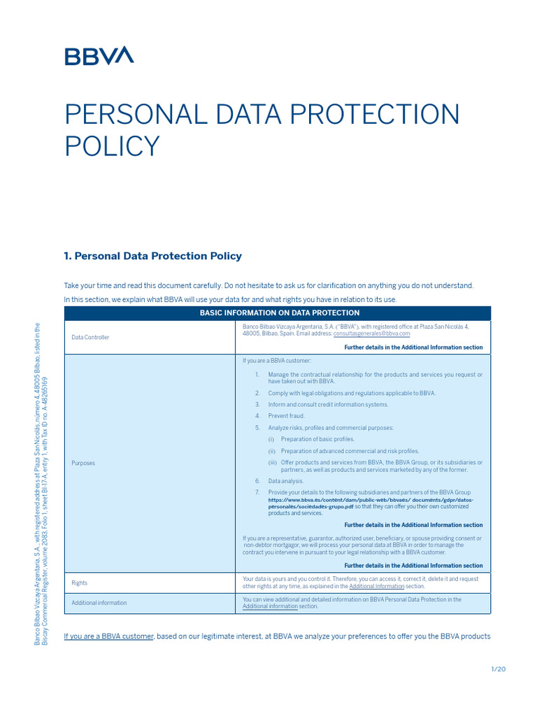Personal Data Protection Policy | PDF | Debits And Credits ...