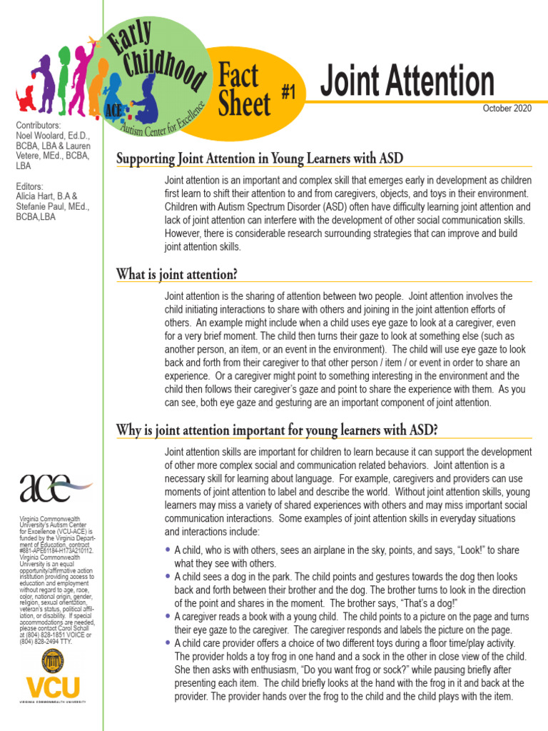 Fact Sheet 1 Joint Attention | PDF | Attention | Autism