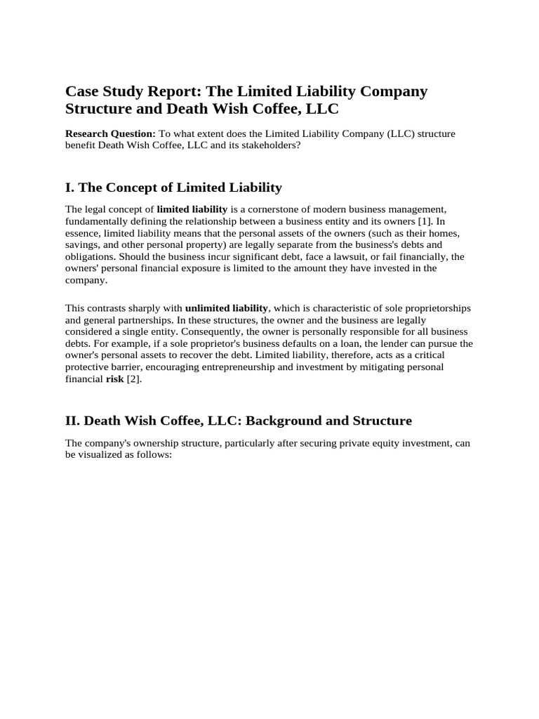 Case Study Report The Limited Liability Company S | PDF | Limited ...