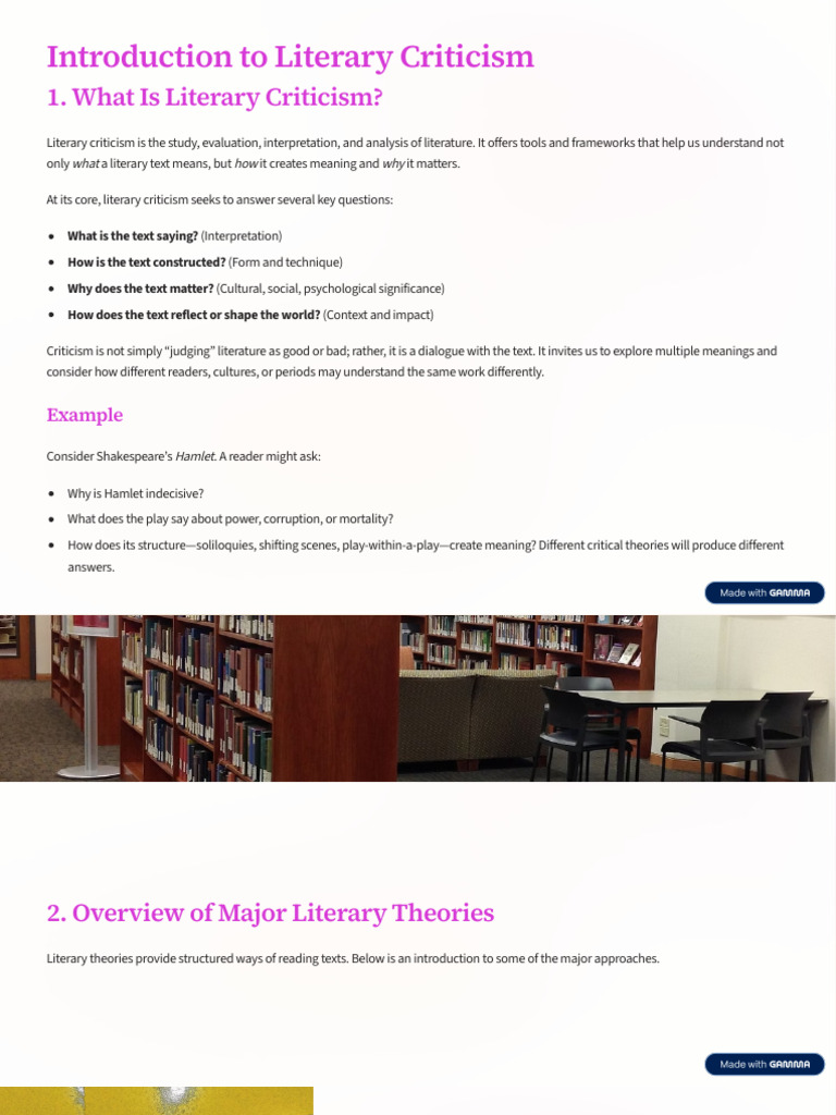 Overview of Literary Criticism Theories | PDF | Literary Criticism ...