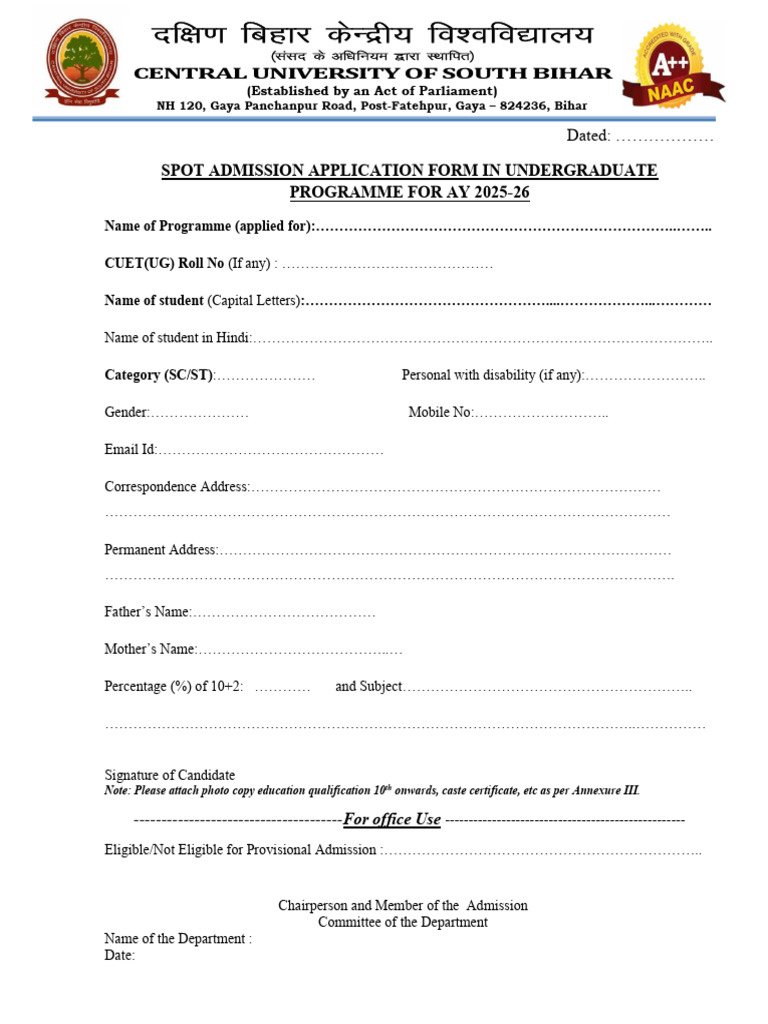 Spot Ug Form | PDF