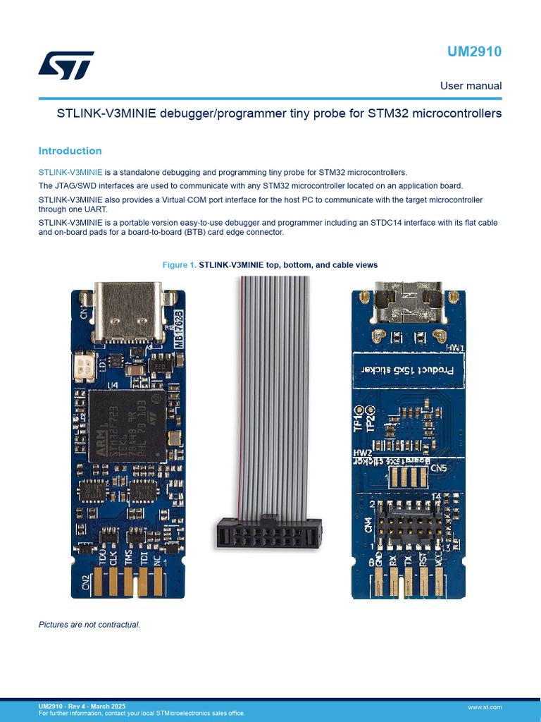Um2910 Stlinkv3minie Debuggerprogrammer Tiny Probe for Stm32 ...