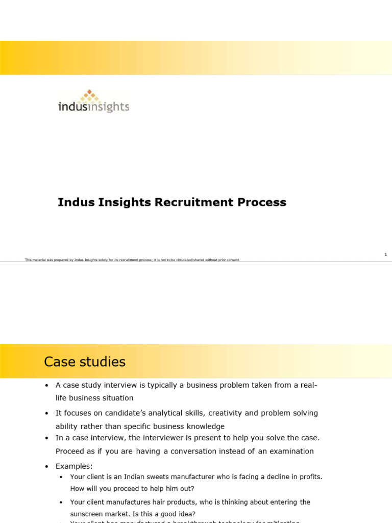 Indus Insights Recruitment Process - Case | PDF | Pricing | Business