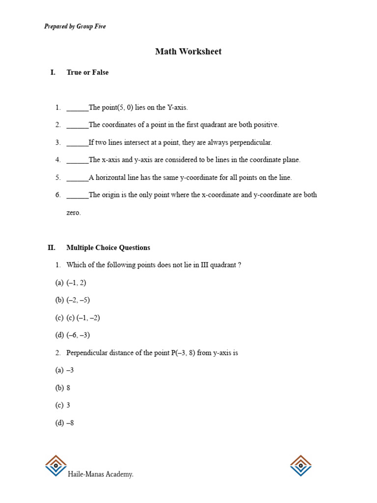Coordinate Plane Math Worksheet | PDF | Cartesian Coordinate System ...