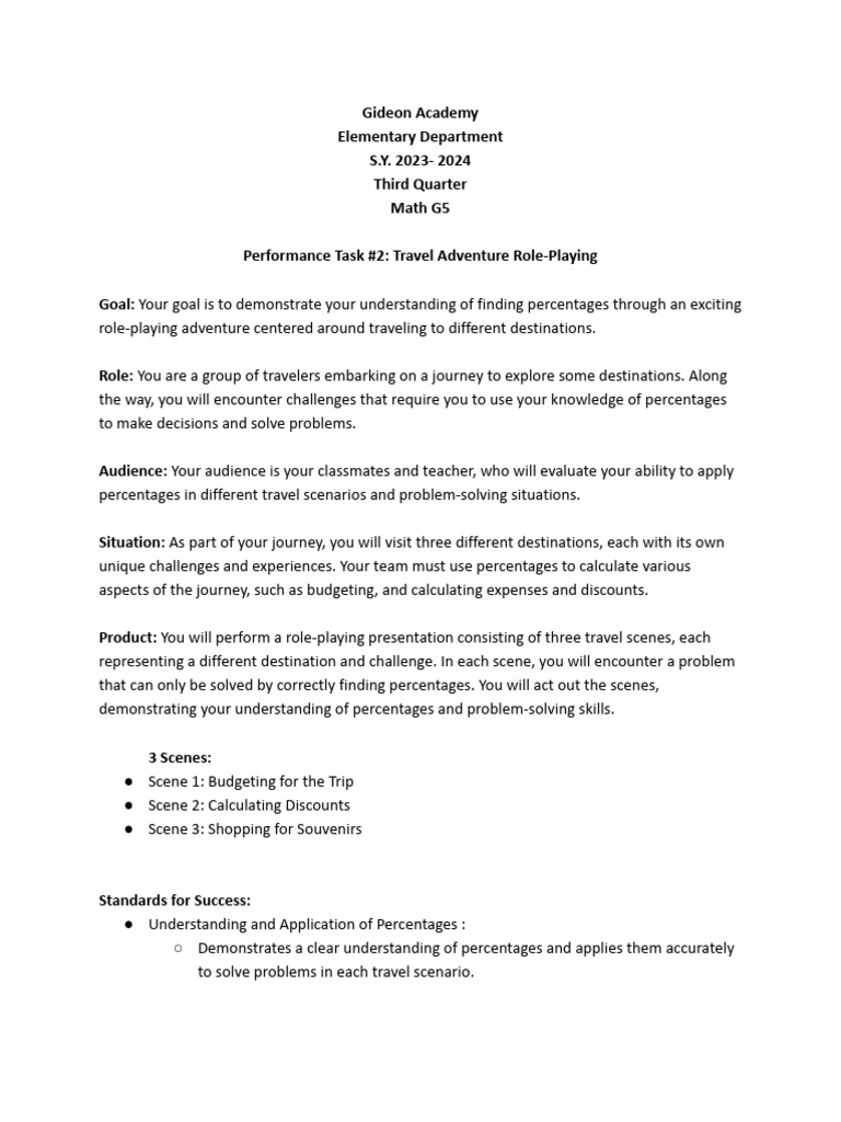 G5 - Q3 - Performance Task#2 - Mathematics | PDF | Education Theory ...