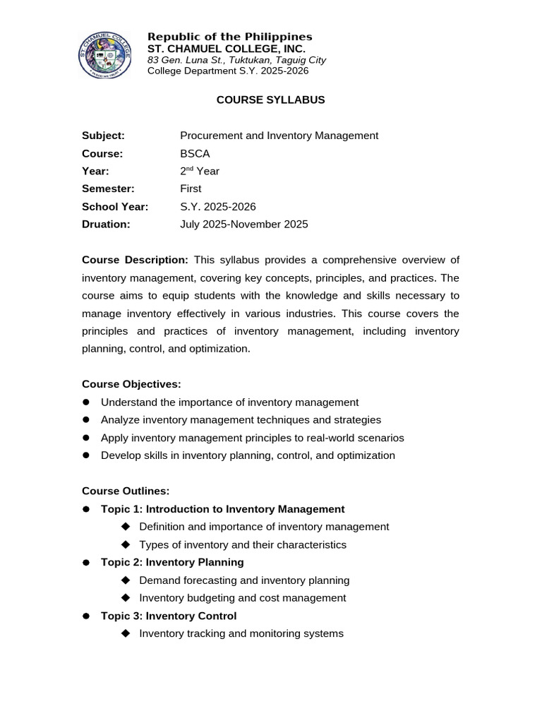 BSCA 2 - Procurement and Inventory | PDF | Procurement | Inventory