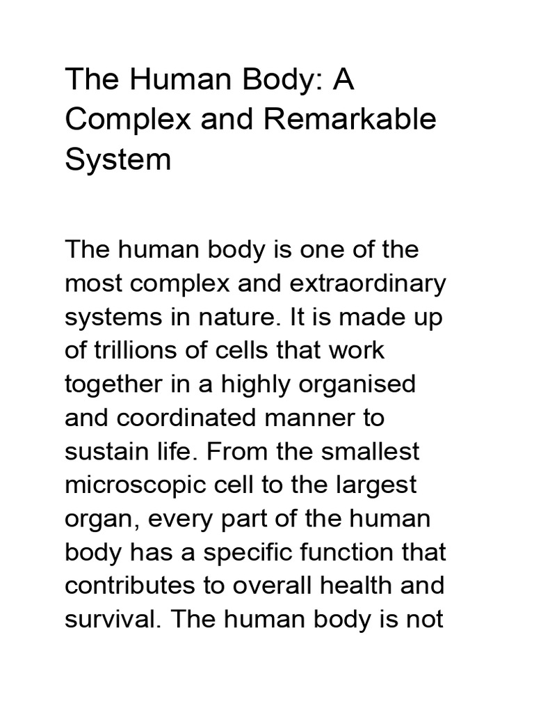 The Human Body - A Complex and Remarkable System | PDF | Human Body ...