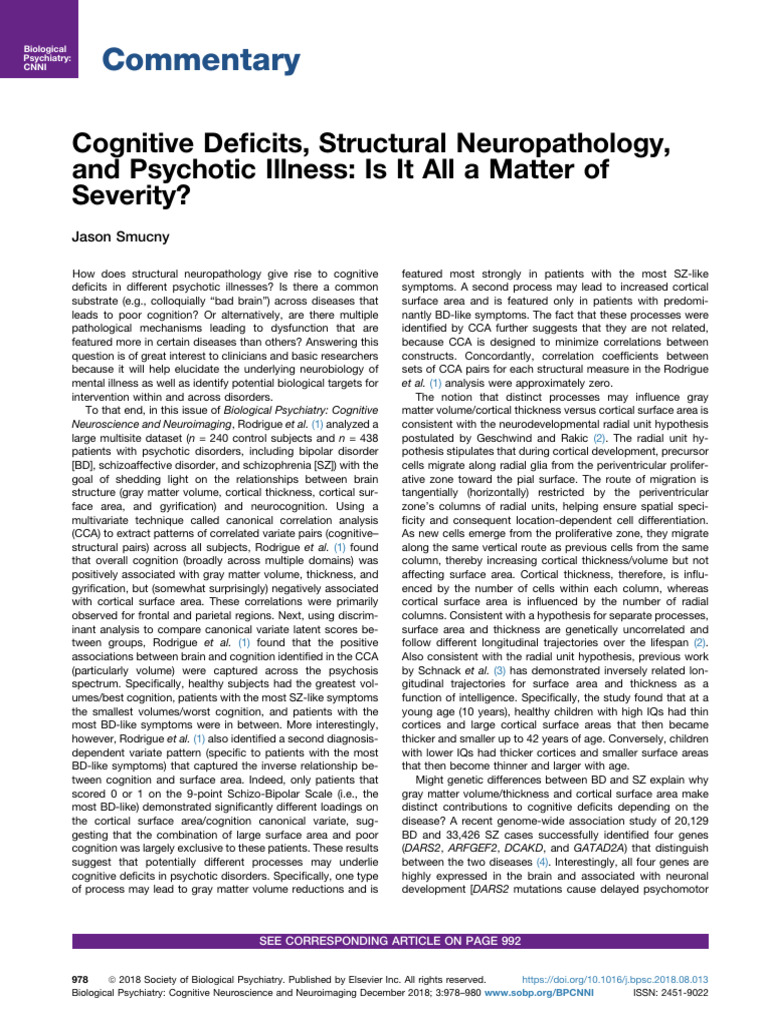 Cognitive Deficits in Psychotic Disorders | PDF | Mental Disorder ...