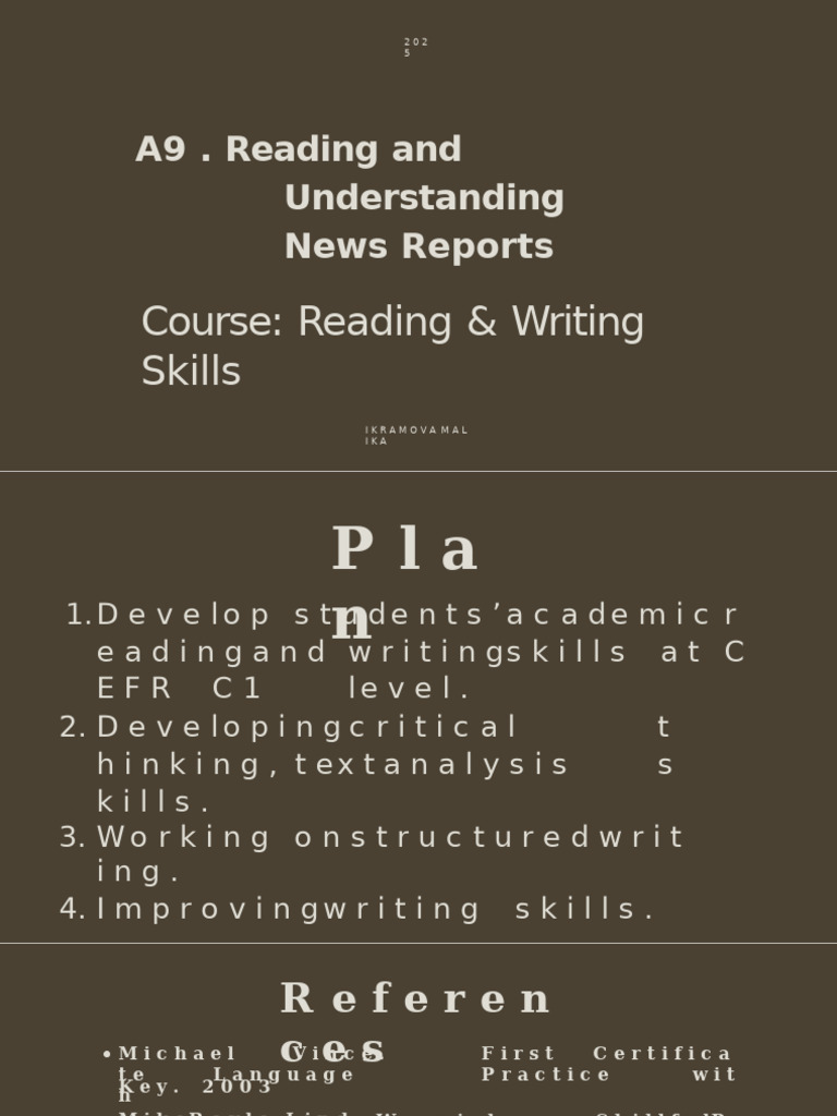 Lesson 9 Reading and Understanding News Reports | PDF