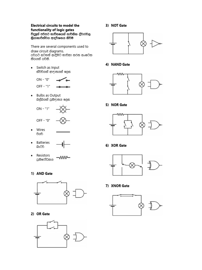 Electrical Circuits To Model The Functionality of Logic Gates | PDF