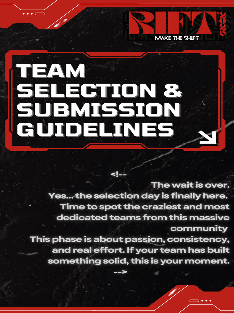 Team Selection Submission Guidelines | PDF