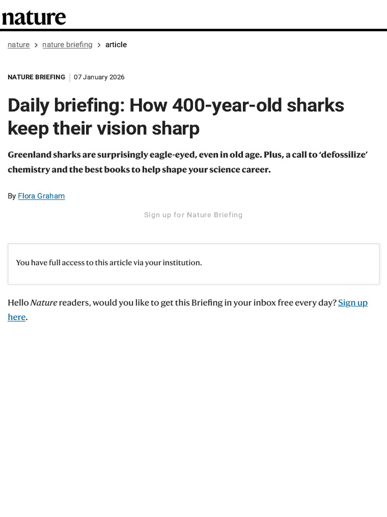 Daily Briefing - How 400-Year-Old Sharks Keep Their Vision Sharp | PDF ...