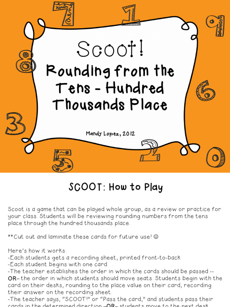 Scoot ARounding Review Game Tensthrough Hundred Thousands Place | PDF ...