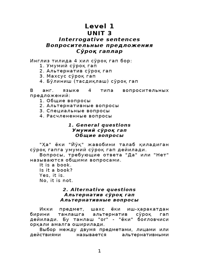Level 1unit 3 (Home) | PDF