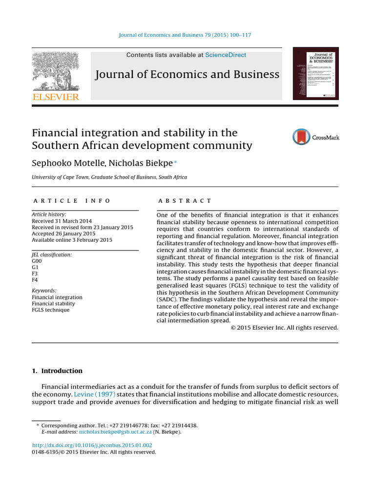 Financial Integration and Stability in The | PDF | Financial Contagion ...