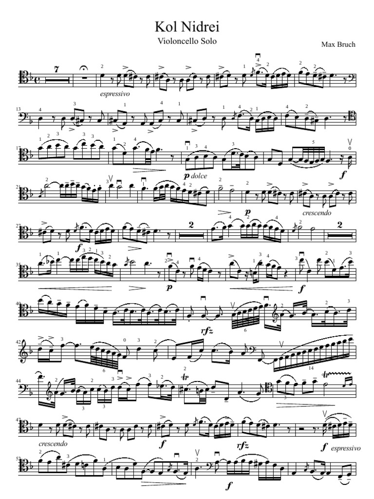 Max Bruch - Kol Nidrei Cello Solo | PDF