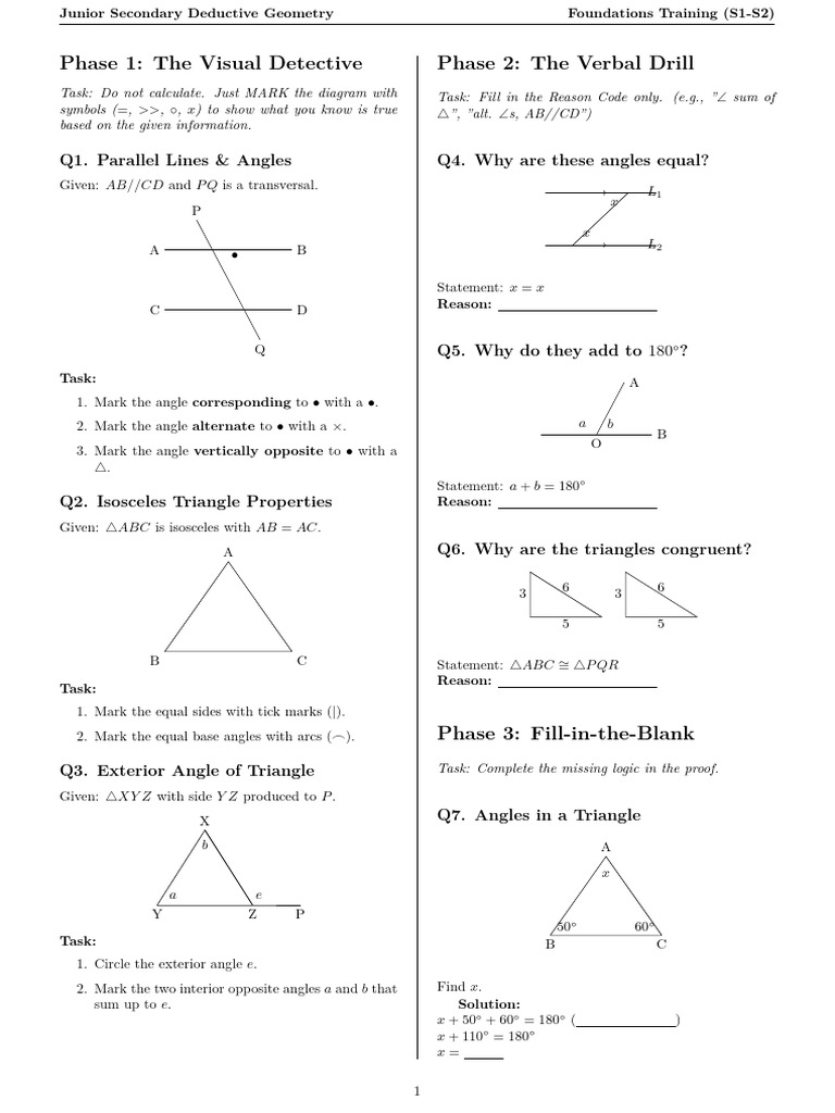 S2 Deductive Geometry Proof Practice | PDF | Triangle | Angle
