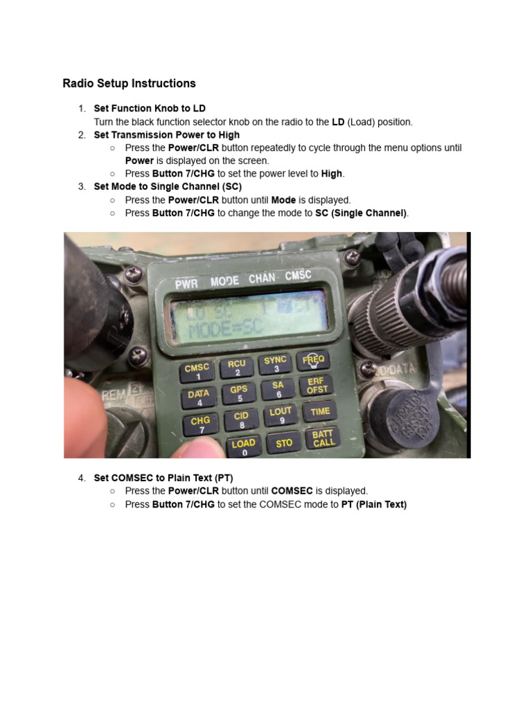 SINCGARS Radio Setup Guide | PDF