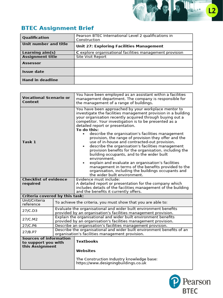 Unit 27 Exploring Facilities Management Aab C | PDF | Business