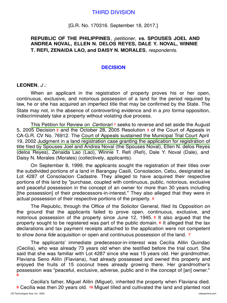 3. Republic v. Spouses Noval | PDF | Adverse Possession | Appellate Court