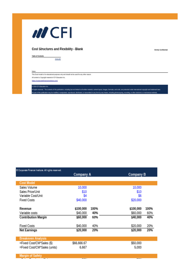 Cost Structures and Flexibility - Blank | PDF | Business | Financial ...