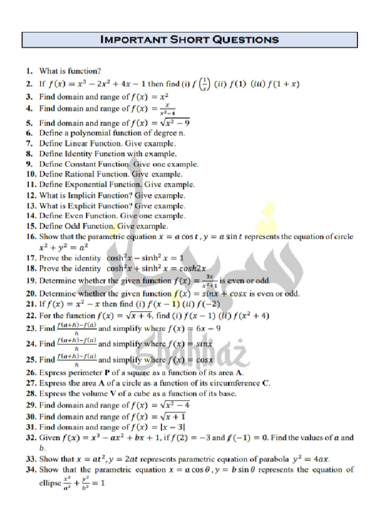 Math 2nd Year | PDF