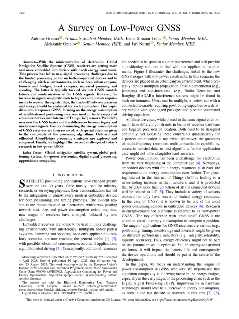 A Survey on Low-Power GNSS | PDF | Global Positioning System | Radio ...