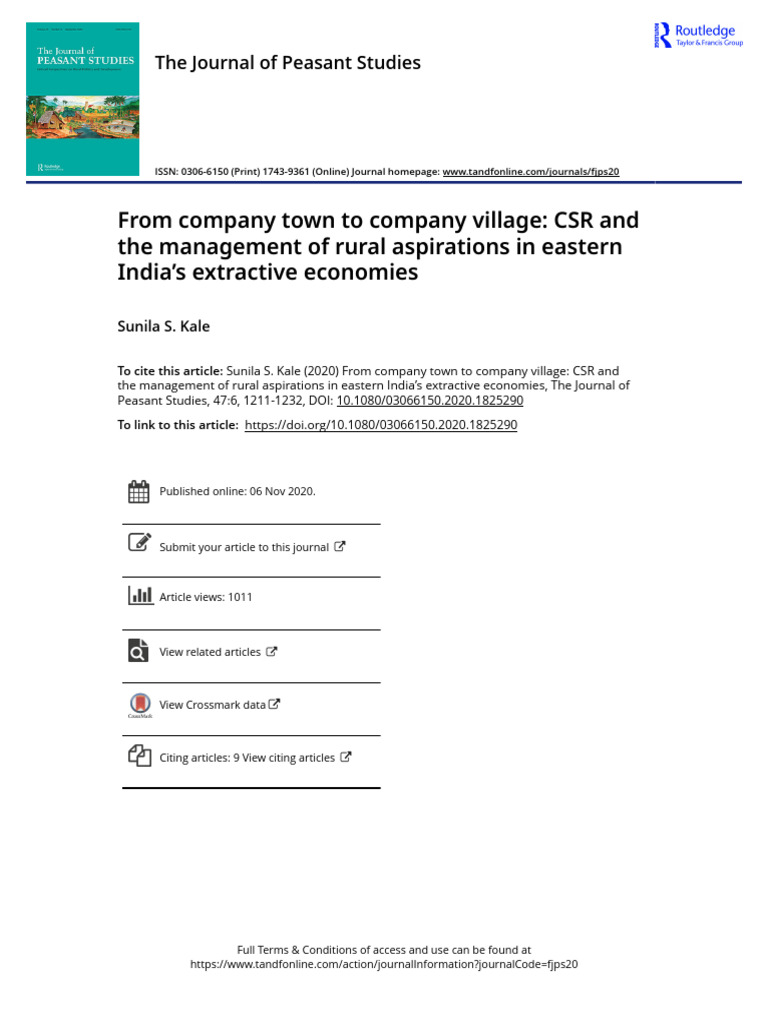 From Company Town to Company Village CSR and the Management of Rural ...