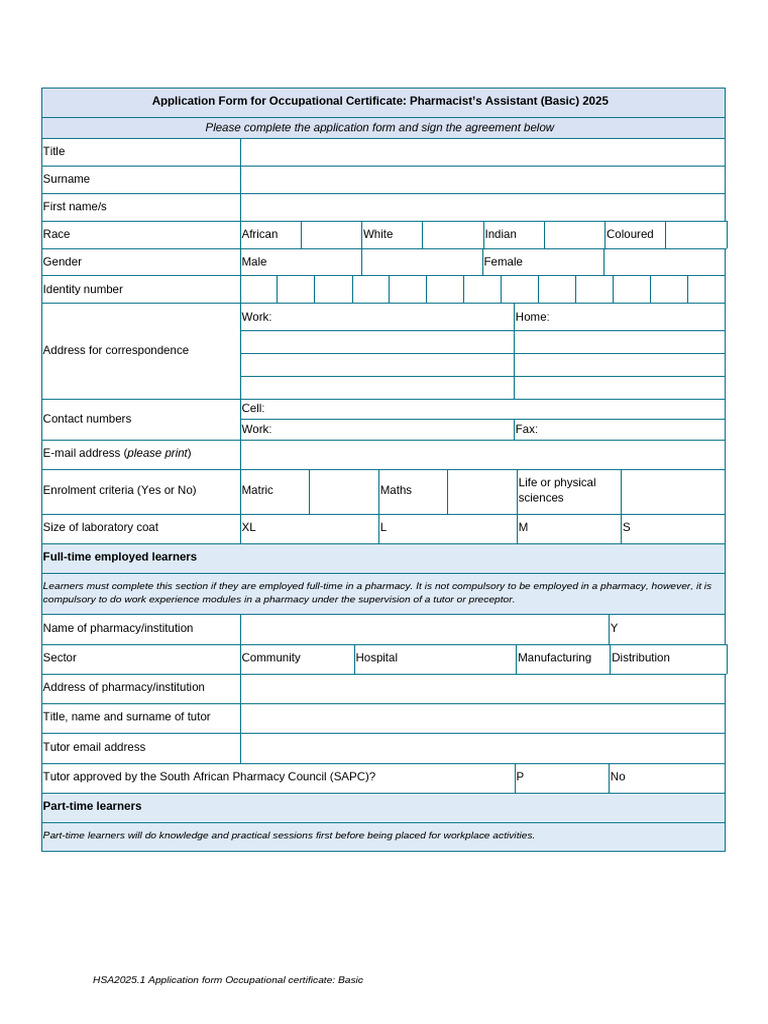 Basic HSA Application Form 2025 1 | PDF | Pharmacy