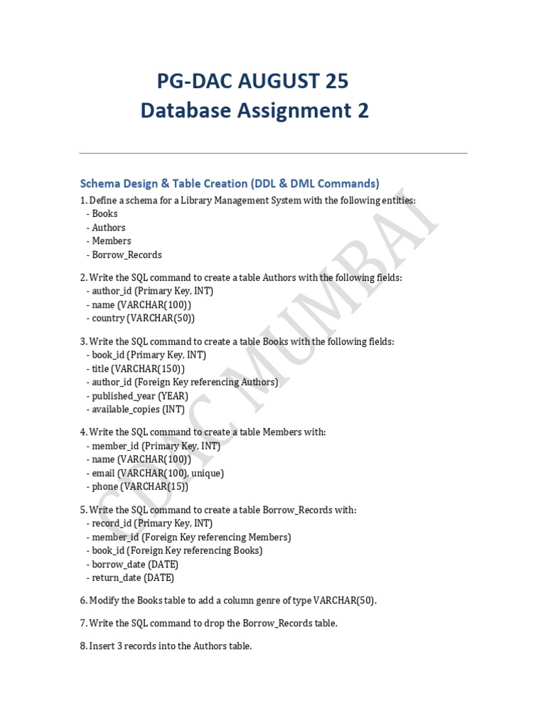 Database Assignment 2 | PDF