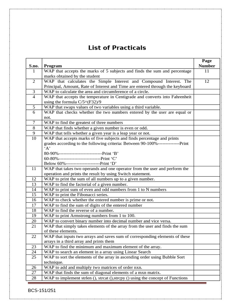 Practical Programming Exercises List | PDF | Integer (Computer Science ...