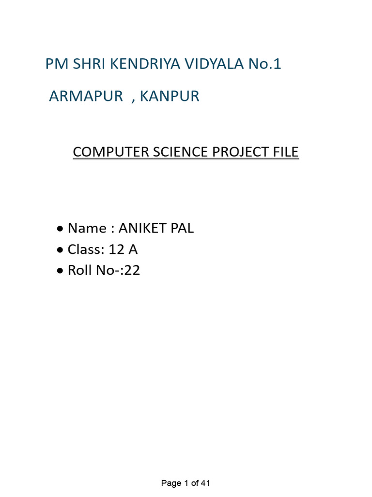 Aniket Pal Roll No 22 Practical File | PDF | Text File | Databases