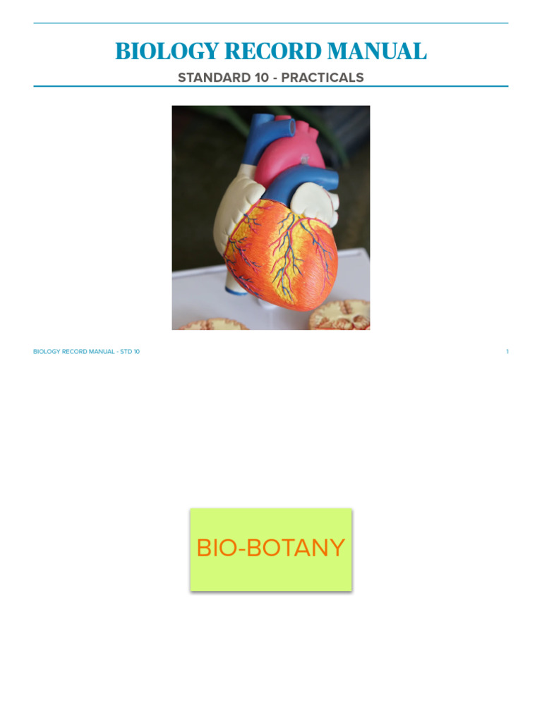Biology Record Manual for Std 10 | PDF