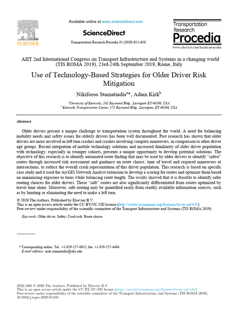 Use of Technology Based Strategies for Older Dri 2020 Transportation ...
