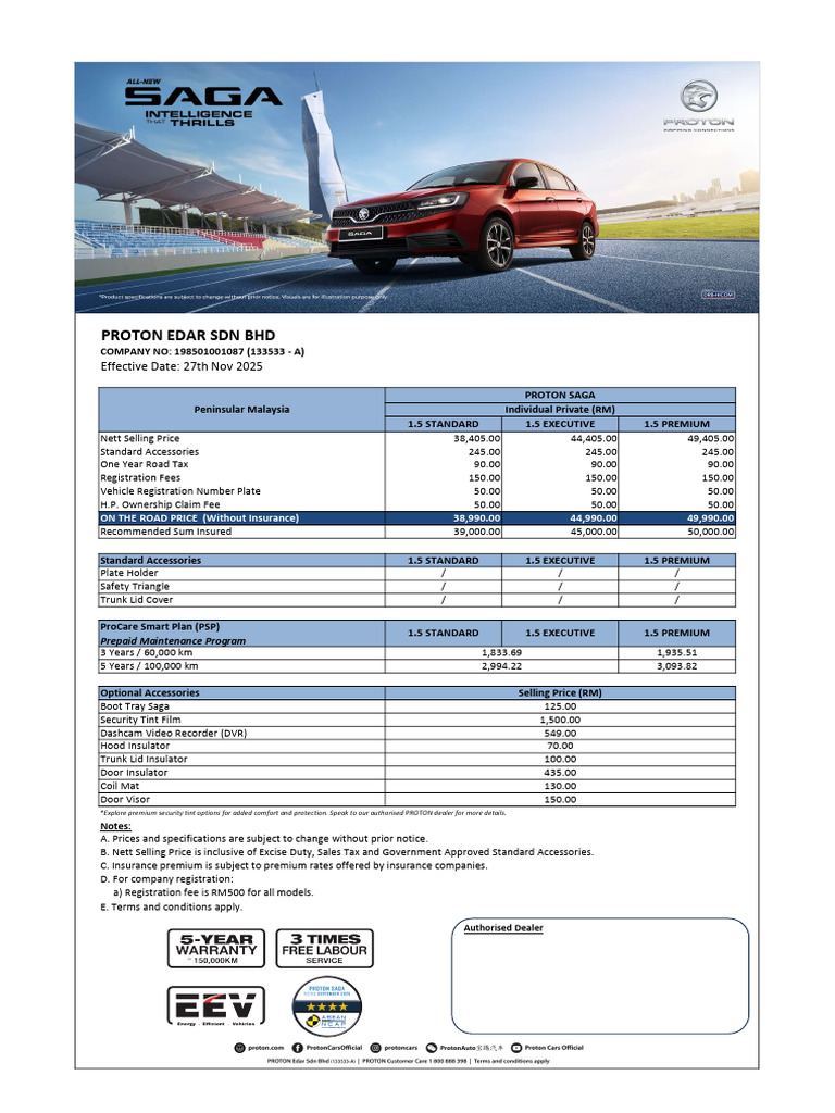 PROTON SAGA Pricing and Accessories Guide | PDF | Land Vehicles | Transport