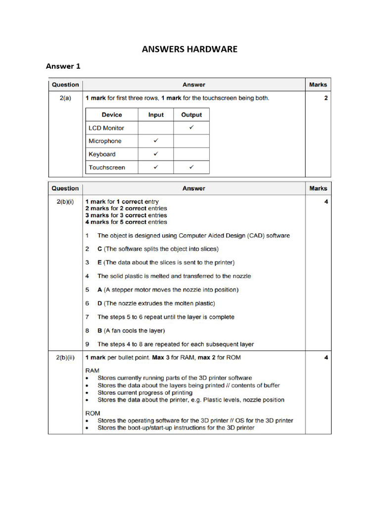 Ch 3 Hardware Answers | PDF