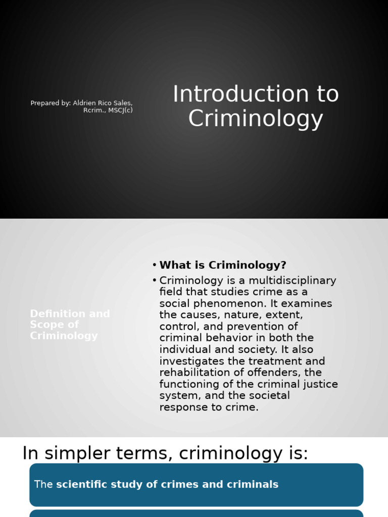 Overview of Criminology and Its Fields | PDF | Criminology | Crimes