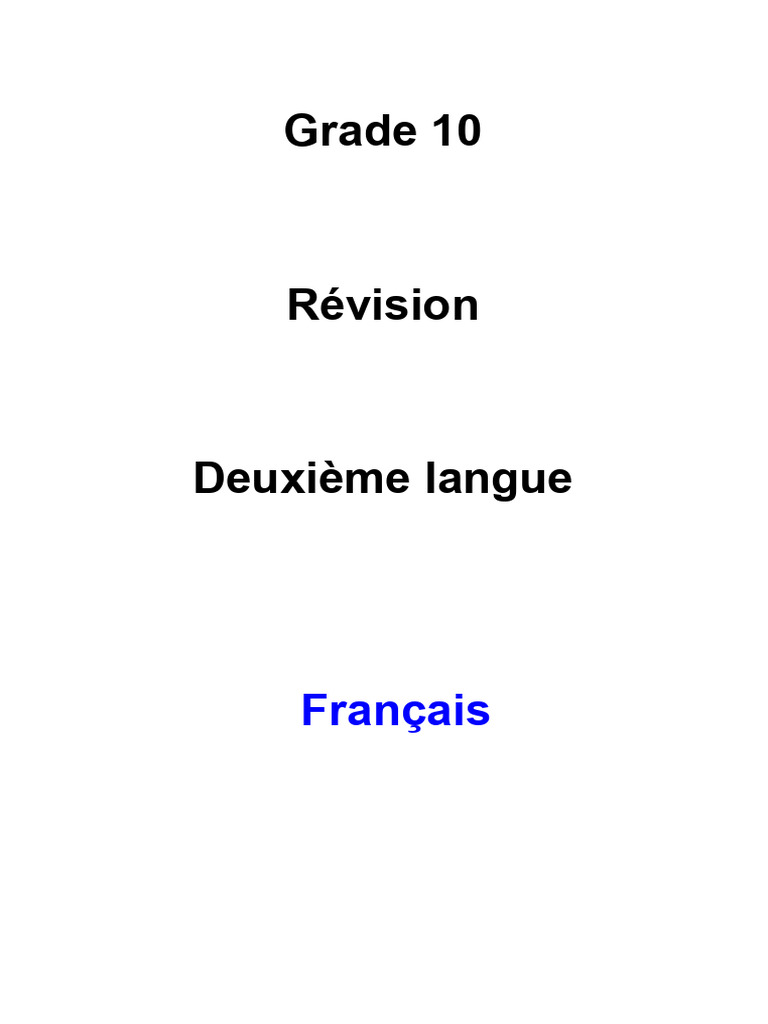 Révision de français pour 10e année | PDF