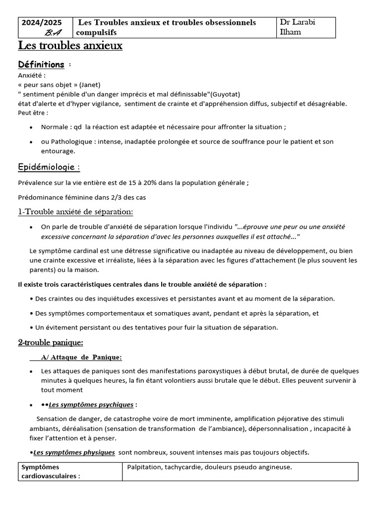 Troubles Anxieux et TOC : Guide Complet | PDF | Trouble obsessionnel ...