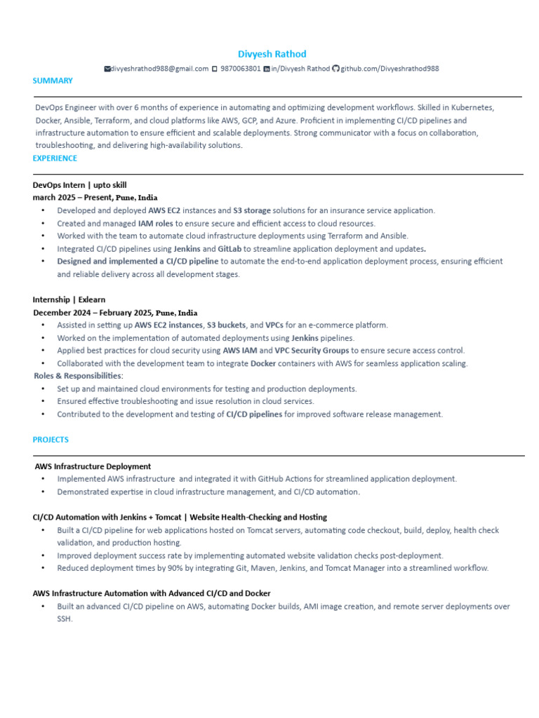 Divyesh's Cv 2025 | PDF | Cloud Computing | Amazon Web Services