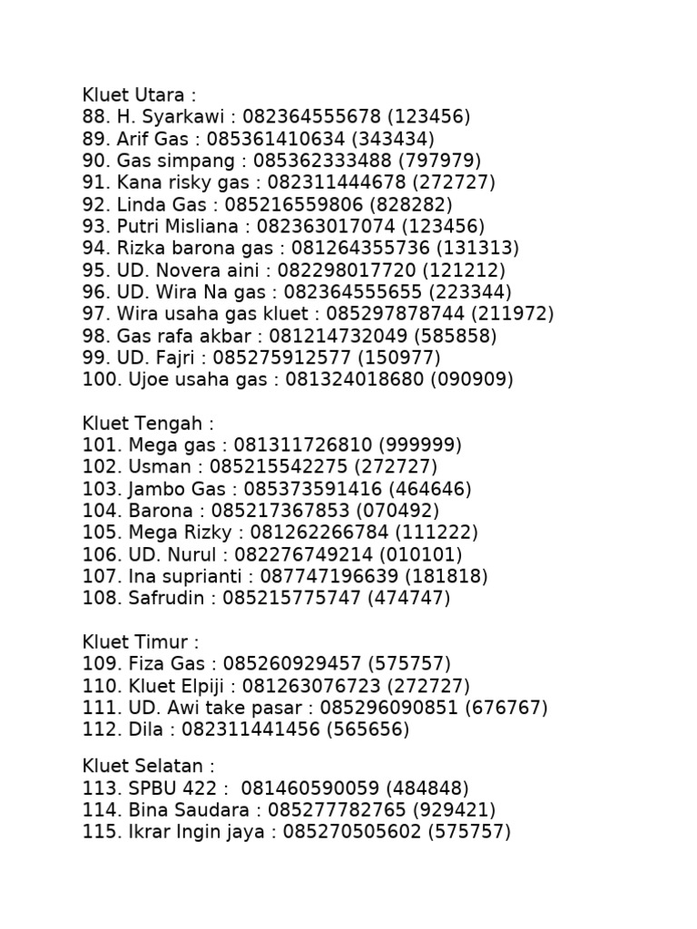 Gas Suppliers Contact List | PDF